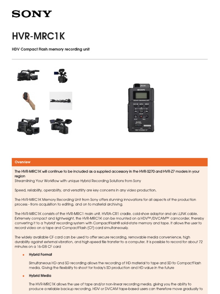 Sony HVR-MRC-1K | PDF