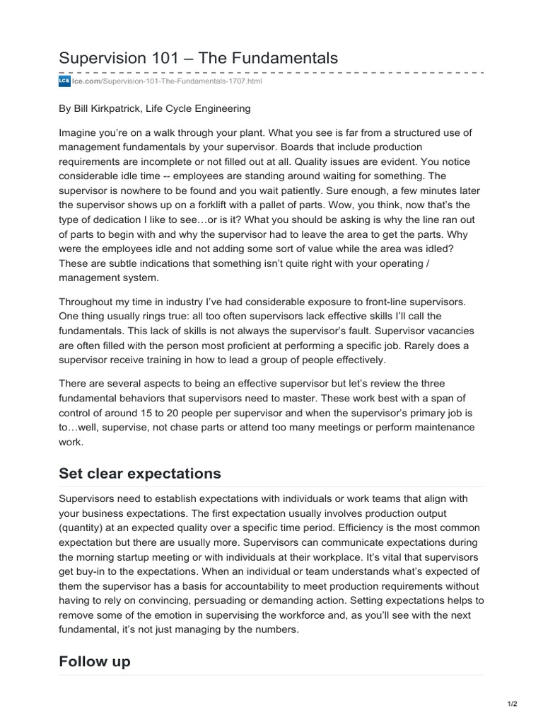 Supervision 101 The Fundamentals | PDF | Supervisor | Feedback
