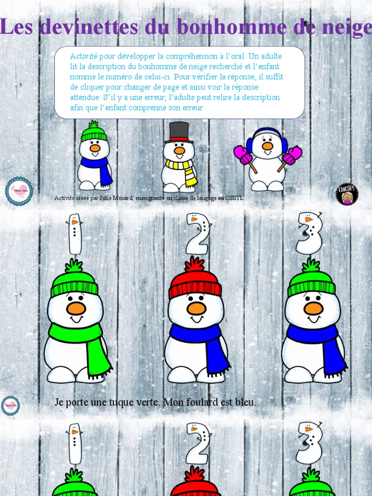 Bonhommes de Neige-Devinettes | PDF | Bleu | Conception de la communication