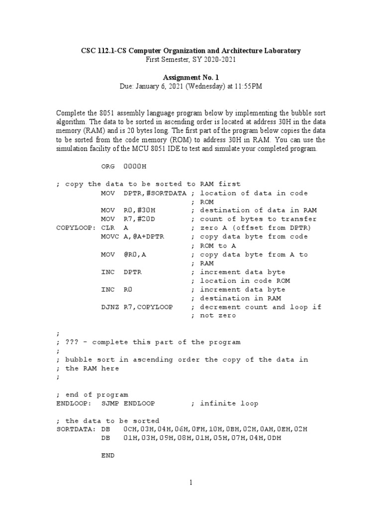 CSC 112.1-CS Computer Organization and Architecture Laboratory | PDF