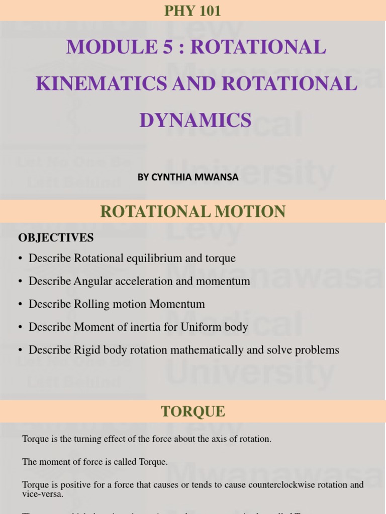 Rotational Kinematic and Rotational Dynamics-1 | PDF | Rotation Around A Fixed Axis | Torque