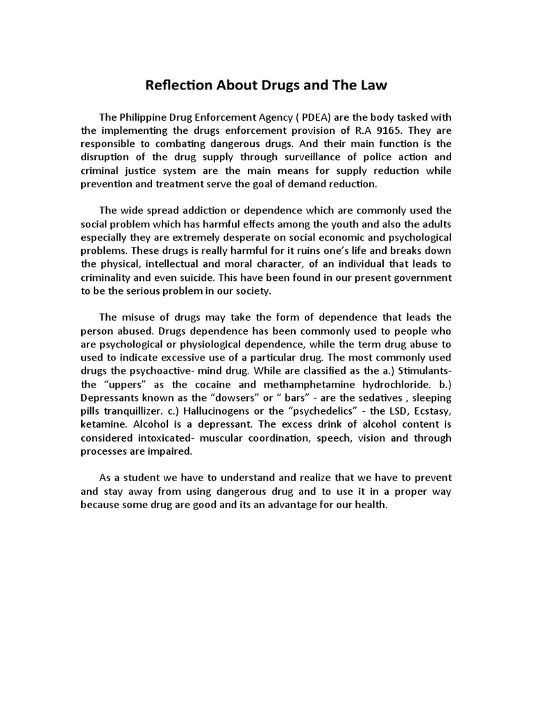 NSTP Reflection About Drugs and Law | PDF | Self-Improvement