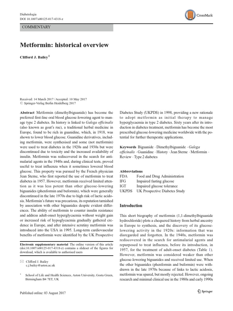 Metformin Historical Overview | PDF | Prediabetes | Diabetes