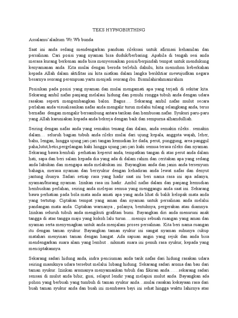 Teks Hypnobirthing RW 1 | PDF