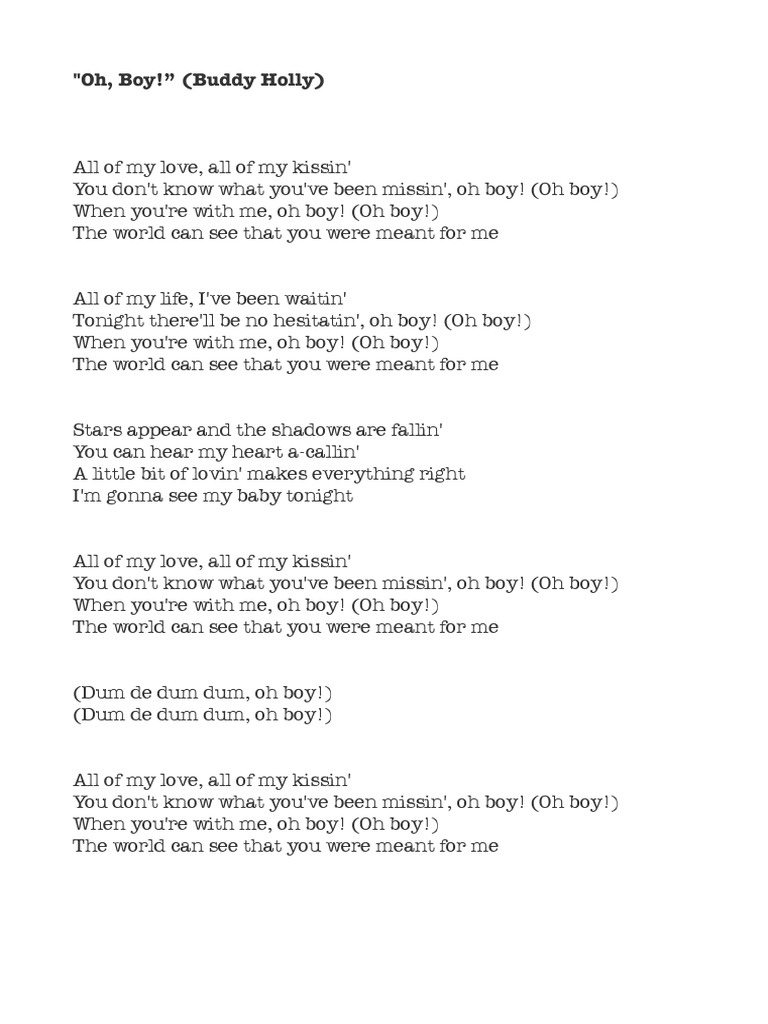 Oh, Boy! (Buddy Holly) (Lyrics) | PDF