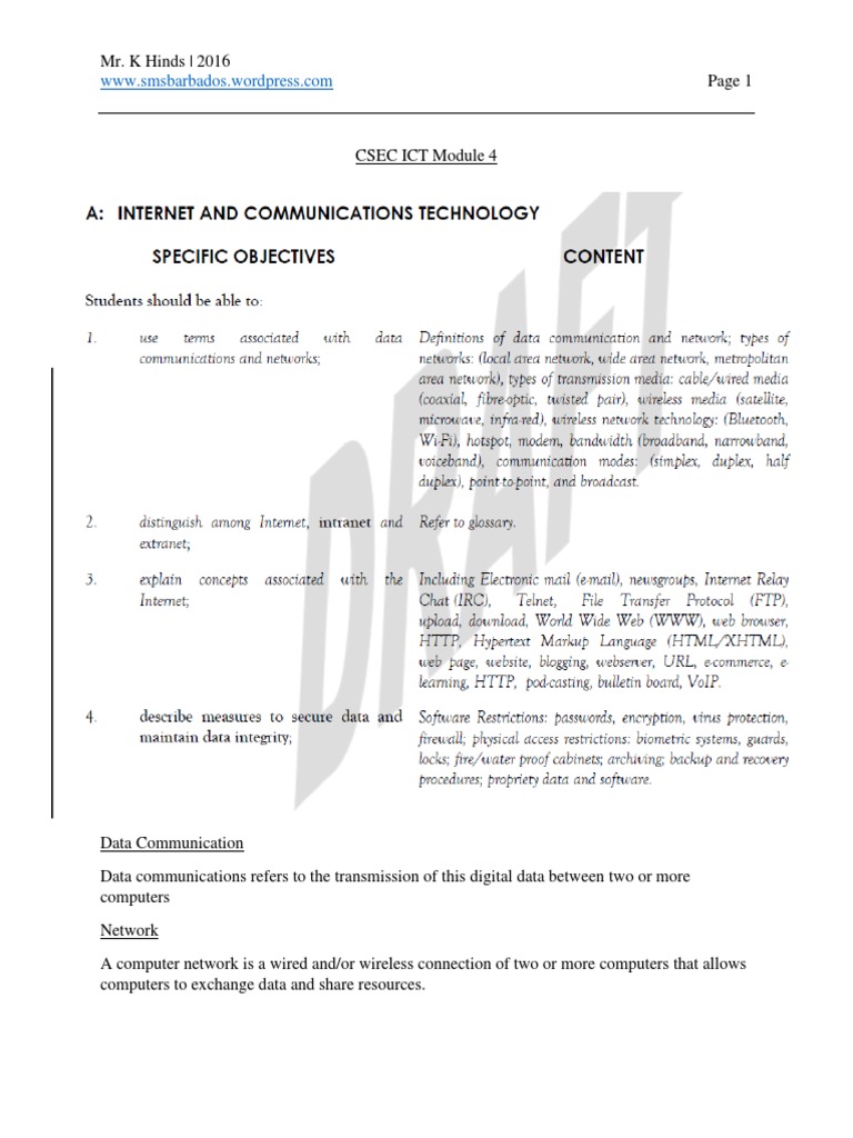 Csec Ict Module 4 | PDF | Transmission Medium | Computer Network