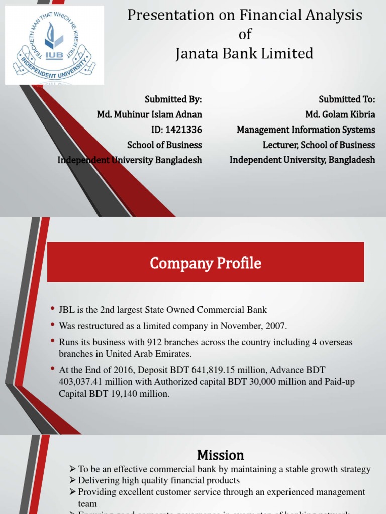 Financial Analysis of Janata Bank Limited | PDF | Return On Equity | Banks