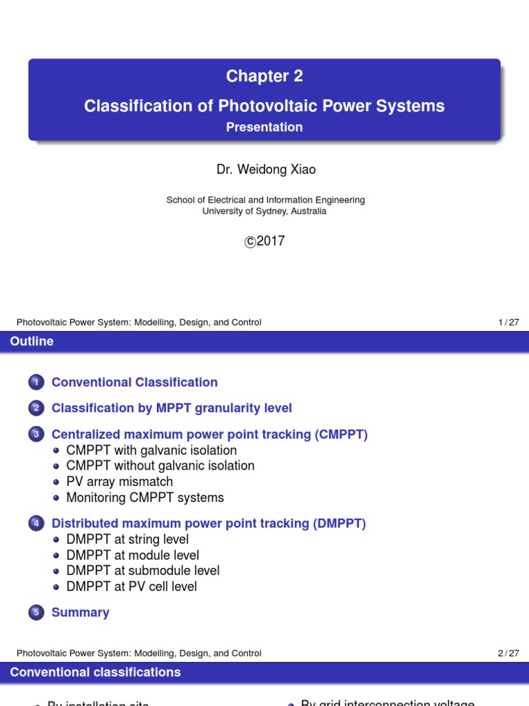 Classification of Photovoltaic Power Systems: Presentation | PDF ...