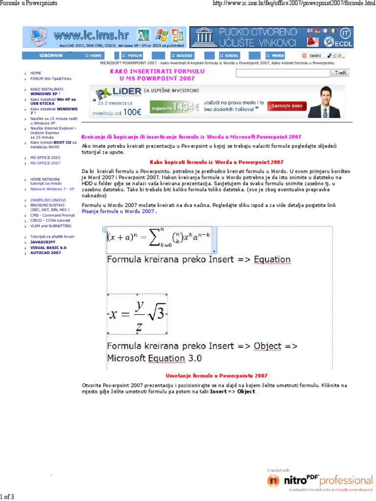 Formule U Powerpointu | PDF