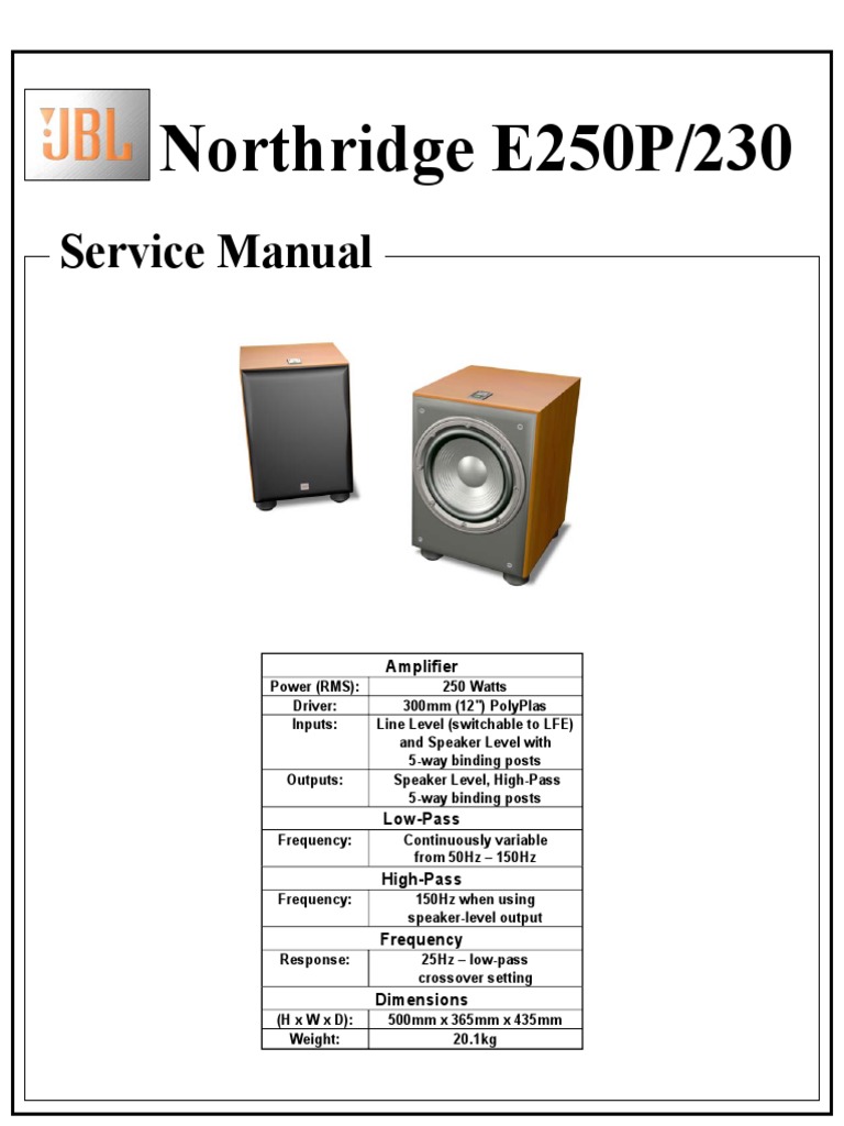 JBL Northridge E250P Subwoofer Manual | PDF | Operational Amplifier ...