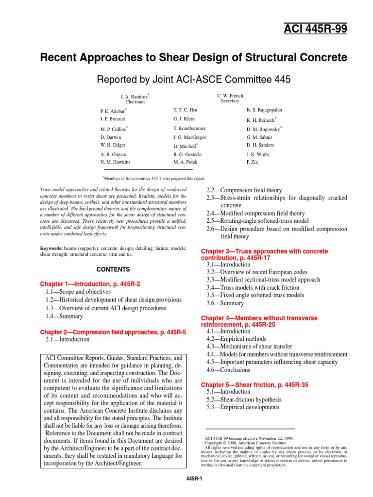 ACI 445R-99: Reported by Joint ACI-ASCE Committee 445 | PDF | Stress ...