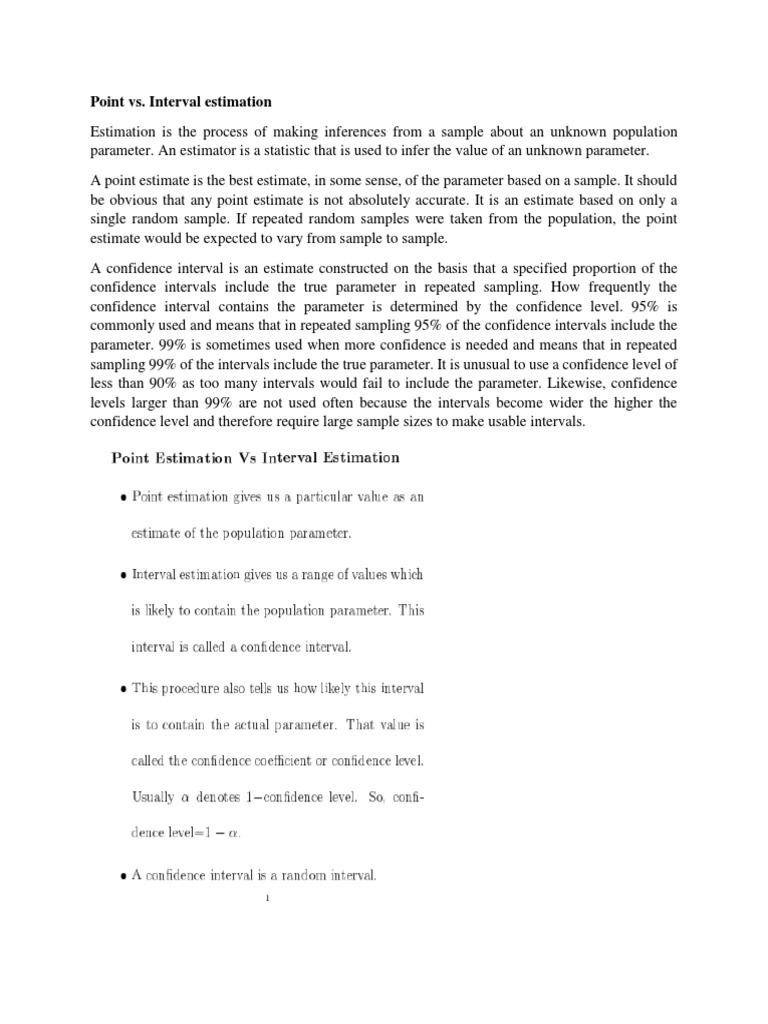 Point vs. Interval Estimation | PDF | Career & Growth