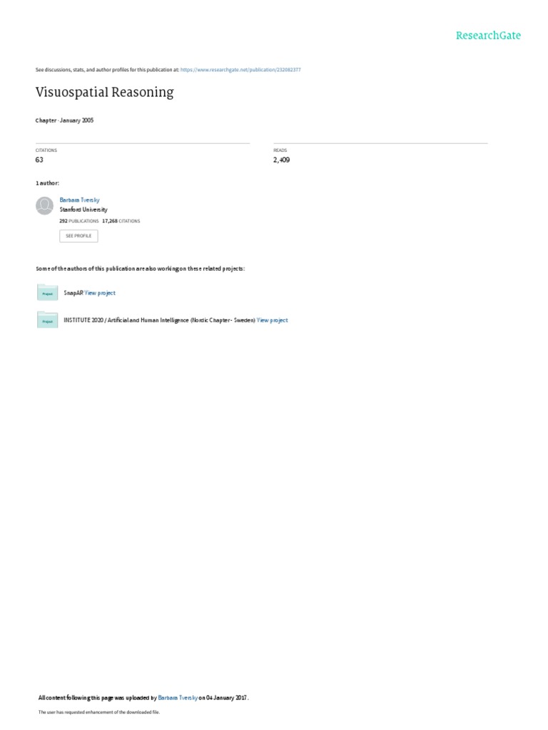 Visuospatial Reasoning: January 2005 | PDF | Mental Image | Perception