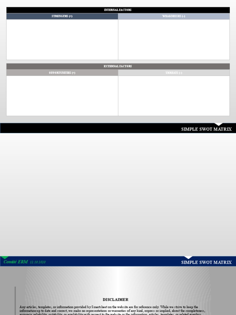 Simple Internal SWOT Matrix Template | PDF