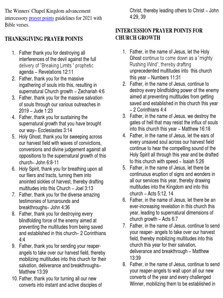 Kingdom Advancement Prayer Points | PDF | Acts Of The Apostles | Jesus