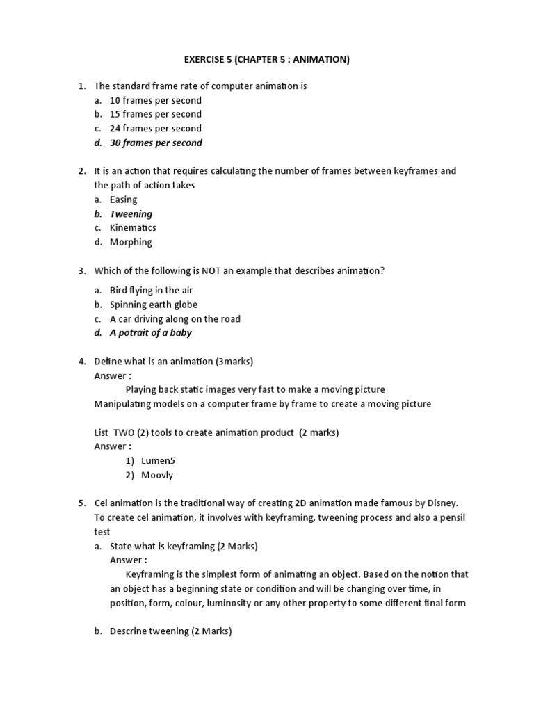 D. 30 Frames Per Second: Exercise 5 (Chapter 5: Animation) | PDF ...