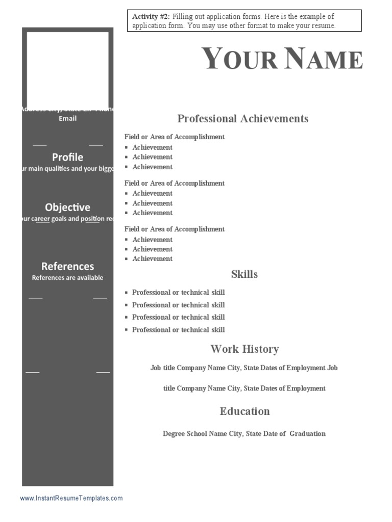 Application Form and Resume Guide | PDF | Career & Growth