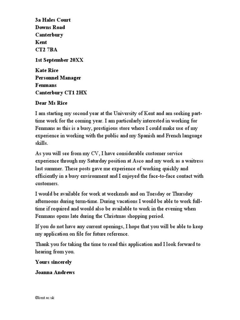 Job Application for Part-Time Position | PDF | Career & Growth