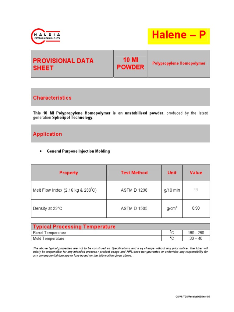 Halene - P: Provisional Data Sheet 10 MI Powder | PDF