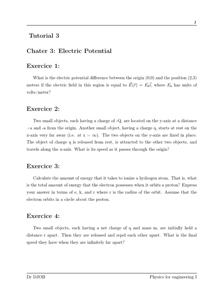 Exercices Chapter 3 | PDF