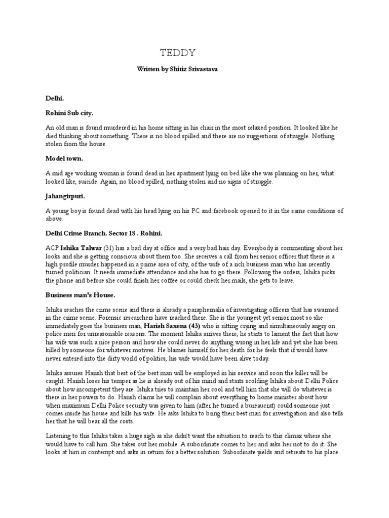 Teddy: Written by Shitiz Srivastava | Download Free PDF | Violence ...