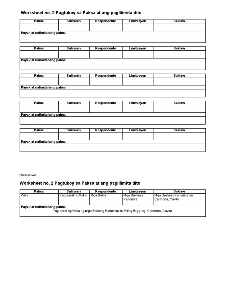 Worksheet 1 Paksa | PDF