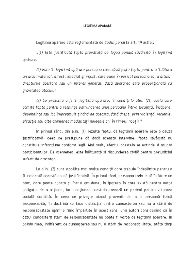 Legitima Aparare | PDF