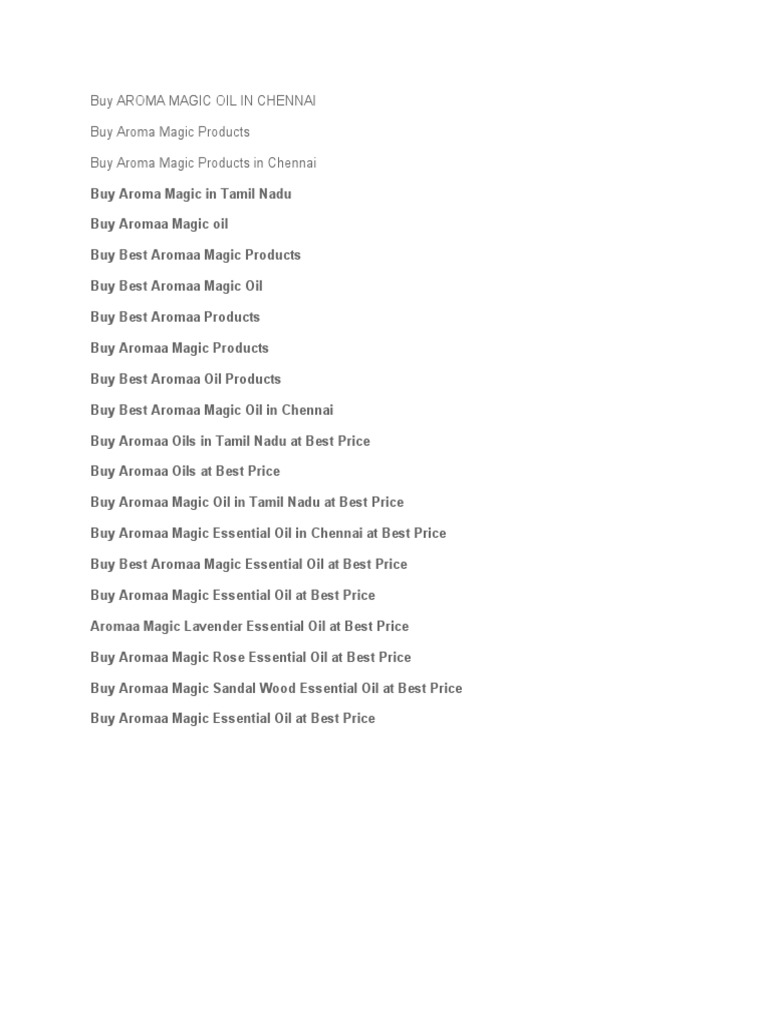 Aroma Magic Oils in Chennai | PDF