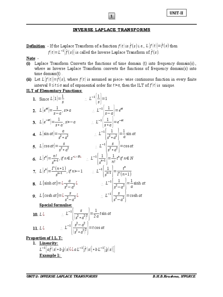 Inverse Laplace Transforms | PDF | Laplace Transform | Function (Mathematics)