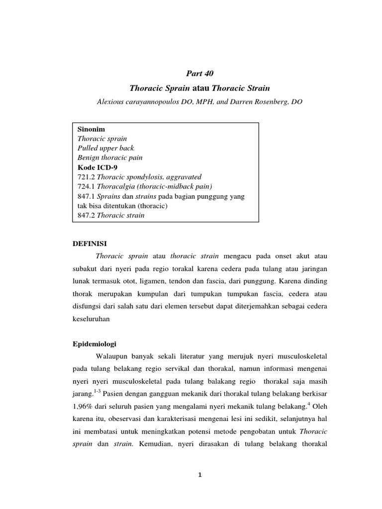 Thoracic Sprain and Strain: An Overview of Symptoms, Mechanisms, and ...
