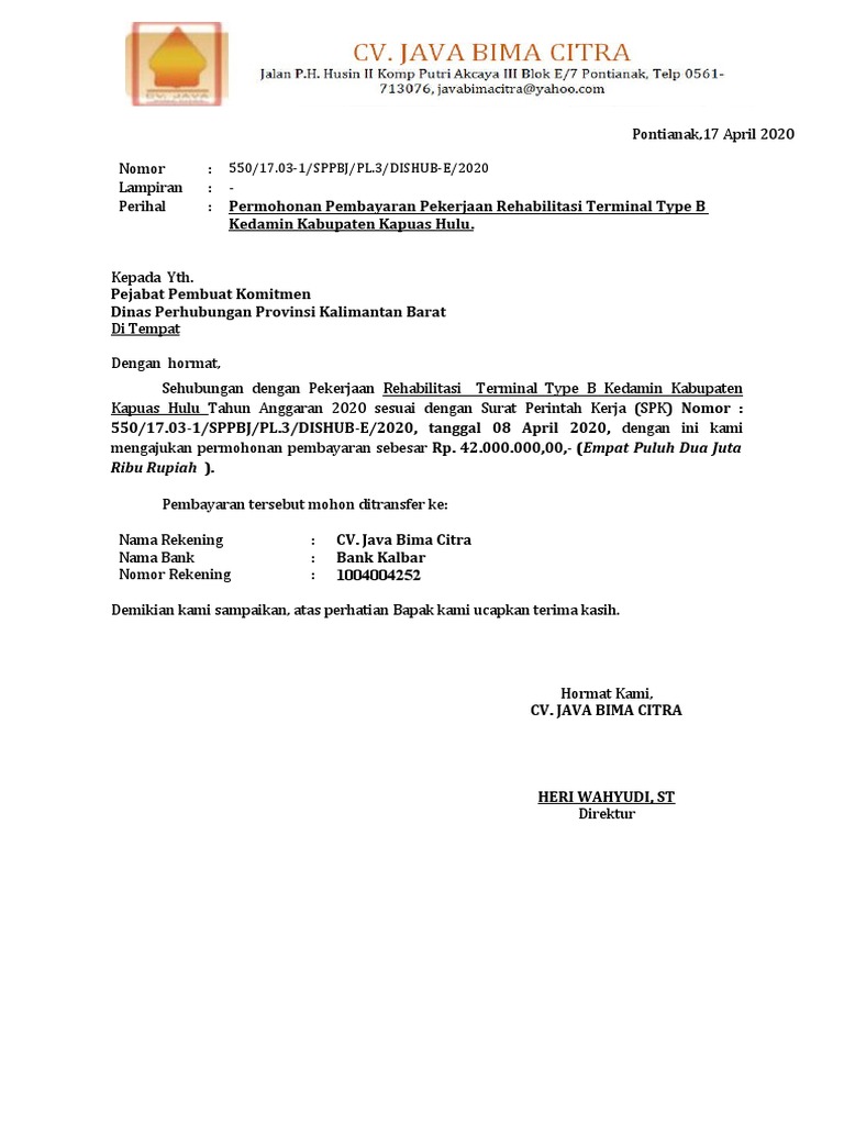 Surat Permohonan Termin | PDF