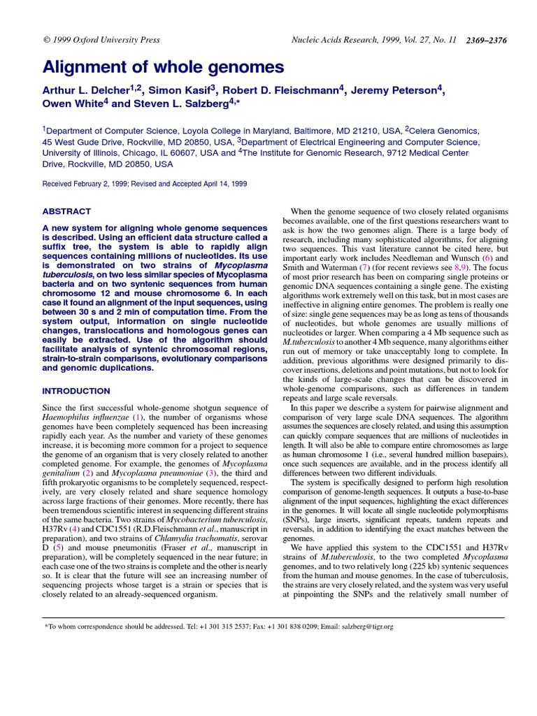 MUMmer PDF | PDF | Sequence Alignment | Dna Sequencing