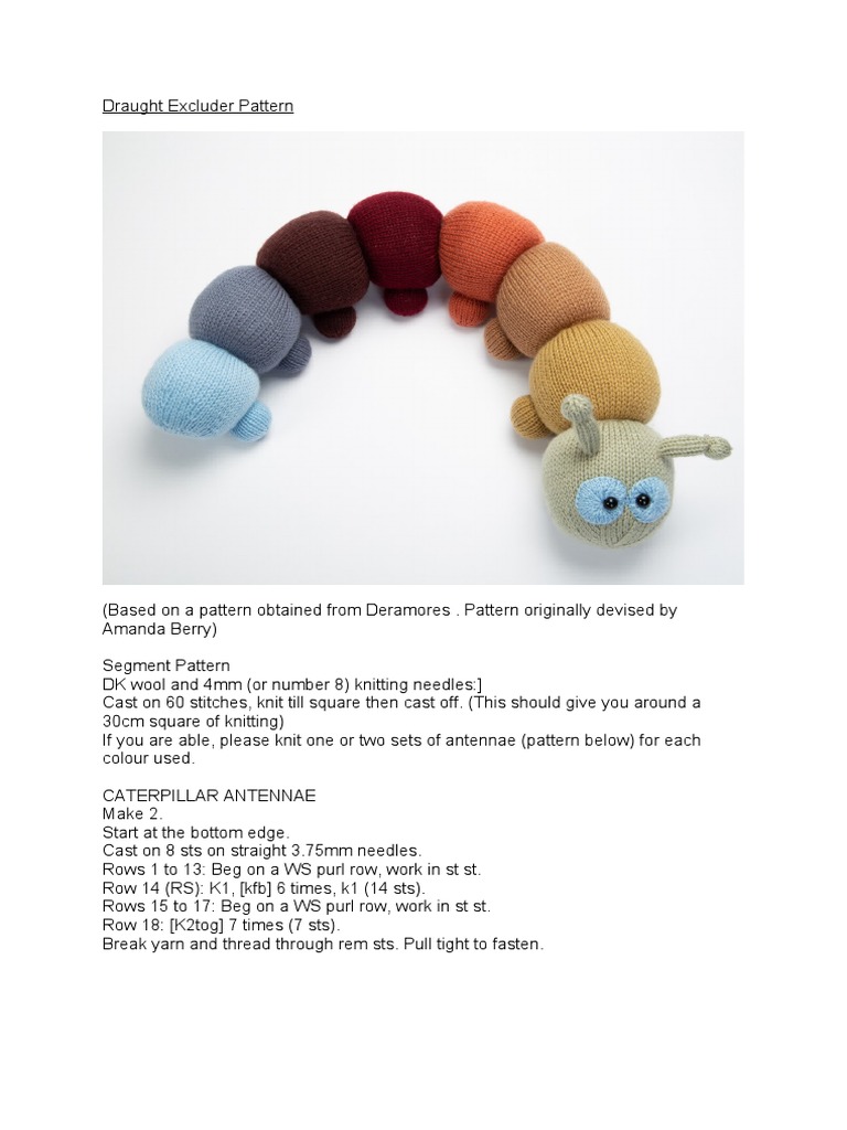 Knitting Pattern: Draught Excluder | PDF | Home & Garden