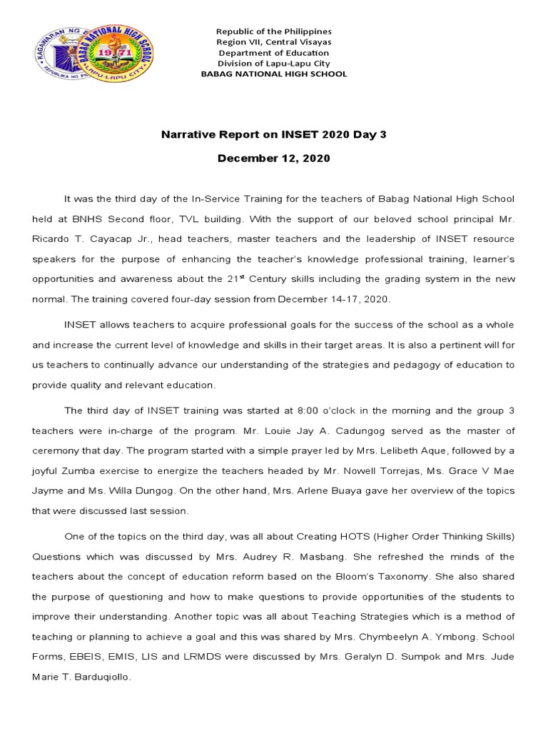 Narrative About Inset | PDF | Neuropsychological Assessment ...
