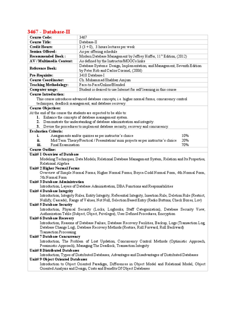 3467 - Database-II | PDF | Relational Database | Databases
