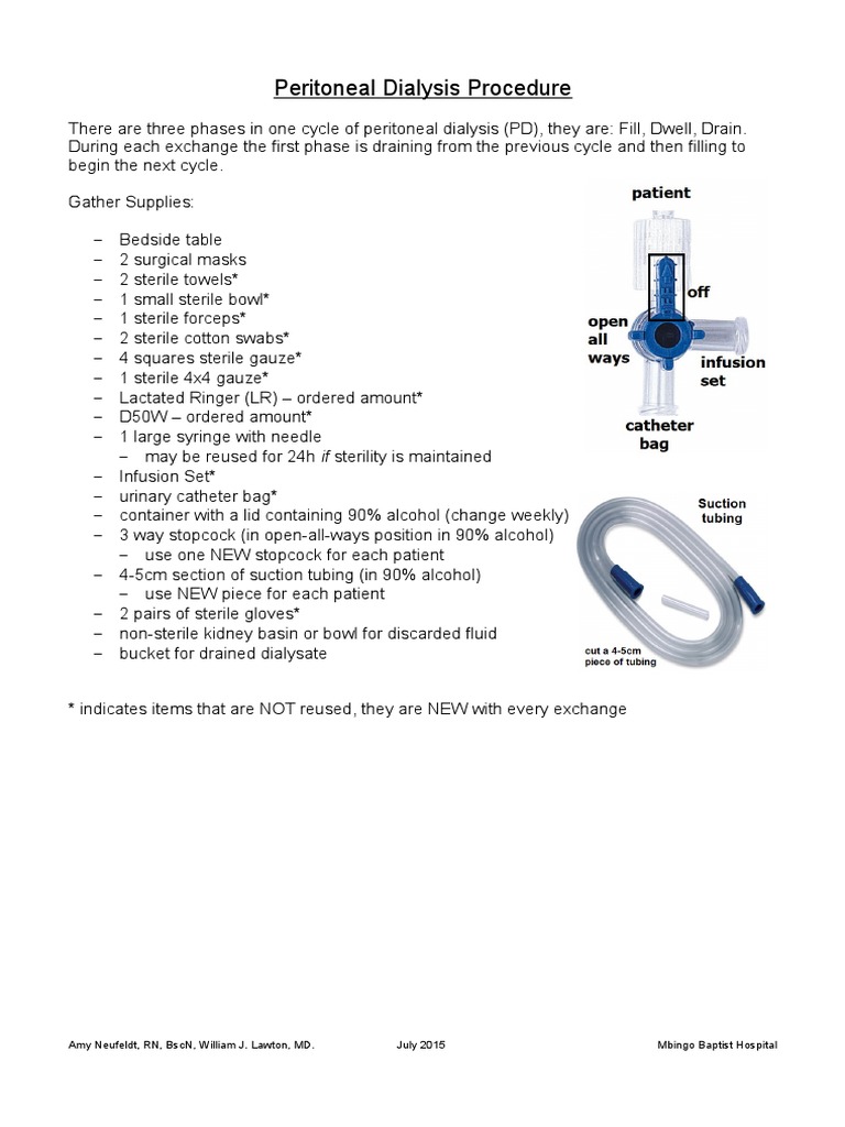 Peritoneal Dialysis Procedure: Amy Neufeldt, RN, BSCN, William J ...