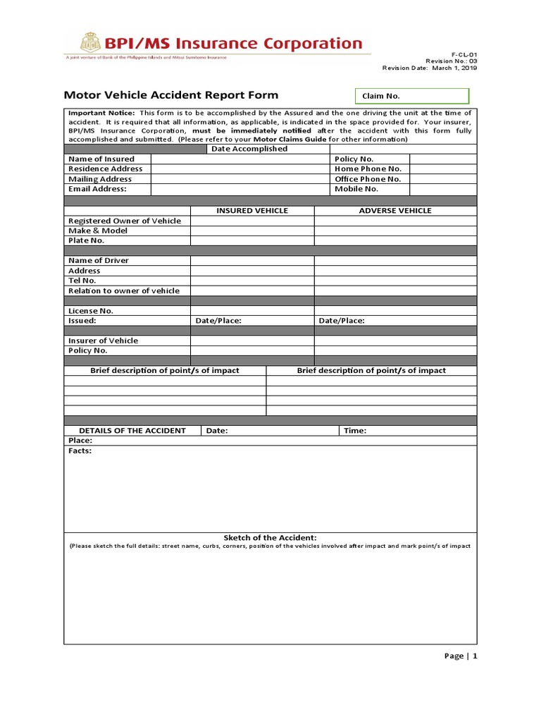Motor Vehicle Accident Report Form 2019 | PDF | Fraud | Insurance