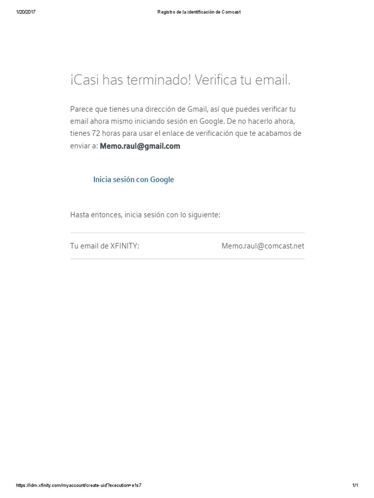 Xfinity User Account PDF | PDF