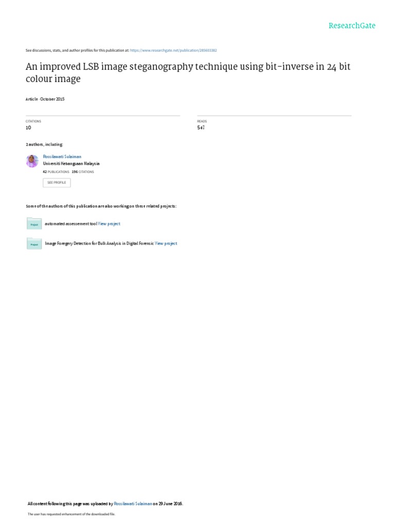 An Improved LSB Image Steganography Technique Using Bit-Inverse in 24 ...