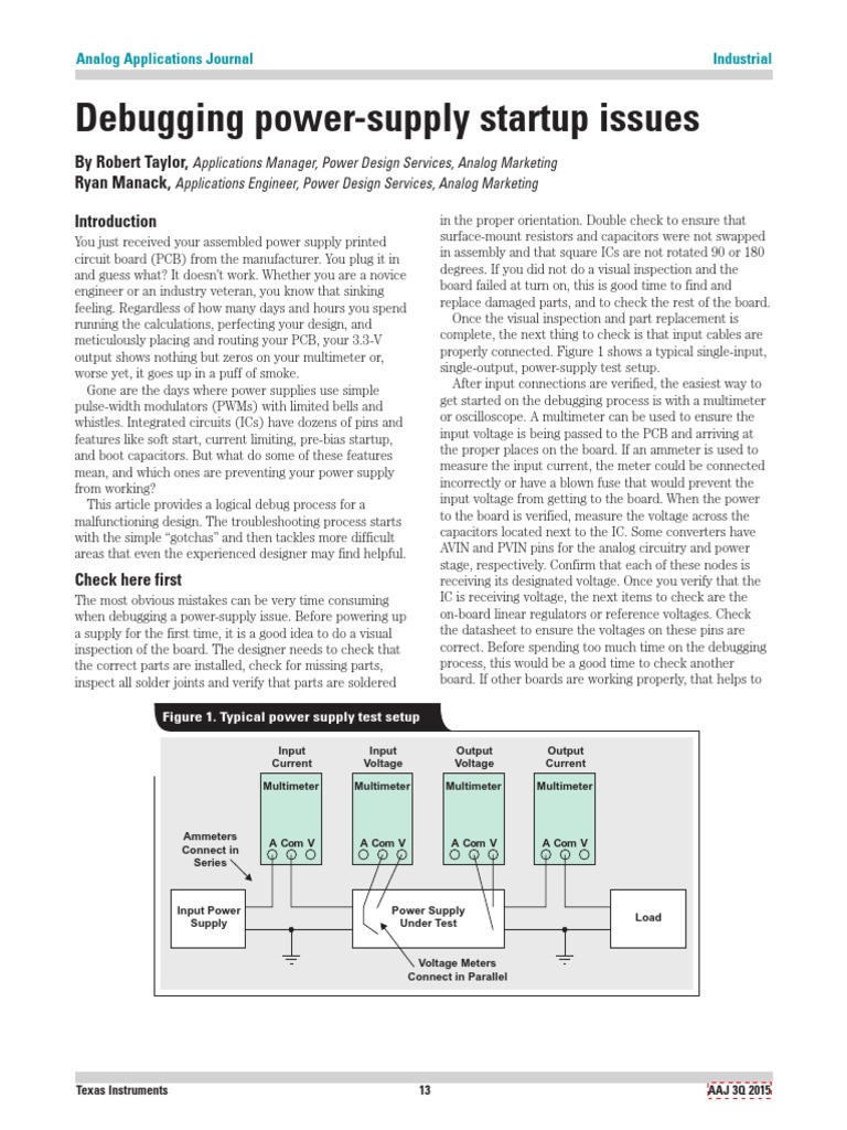 Debugging Power-Supply Startup Issues: by Robert Taylor, Ryan Manack | Download Free PDF | Power ...