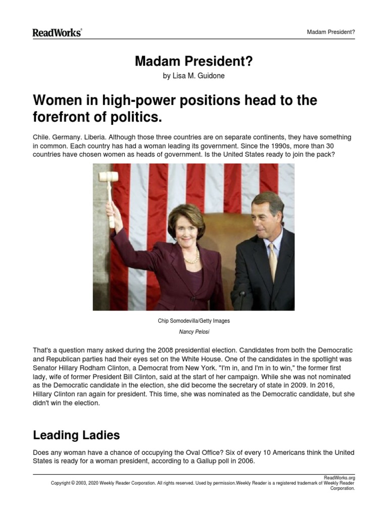 Article: Madam President? | PDF | Women's Suffrage | Speaker Of The ...
