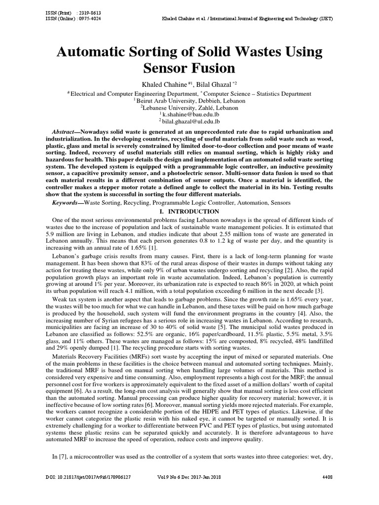 Automated Solid Waste Sorting System | PDF | Electric Motor | Landfill