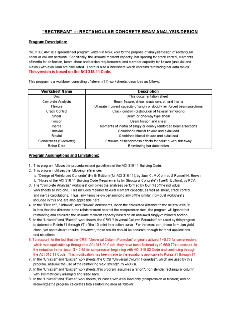 Rectangular Concrete Beam Design For Flexure, Shear, Crack Control and ...