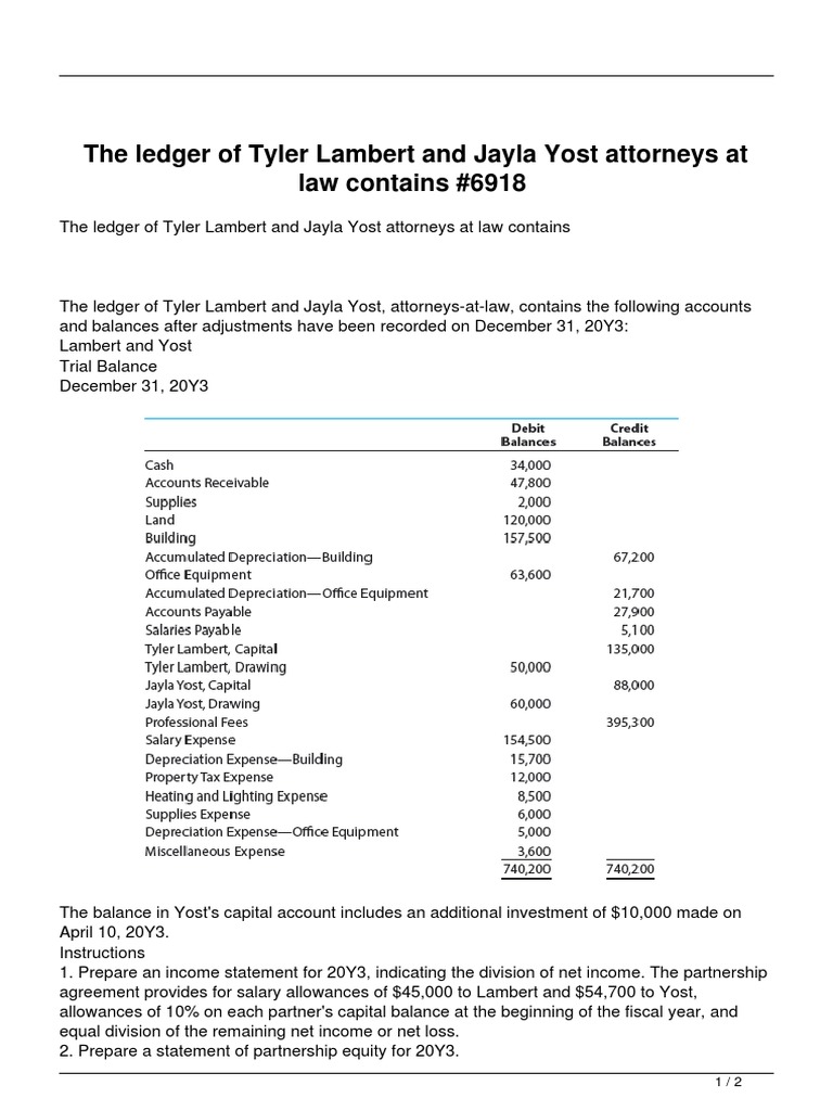 The Ledger of Tyler Lambert and Jayla Yost Attorneys at Law Contains | PDF