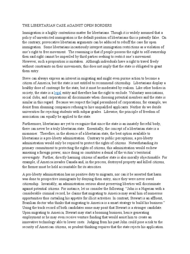 The Libertarian Case Against Open Borders by Lipton Matthews | PDF ...
