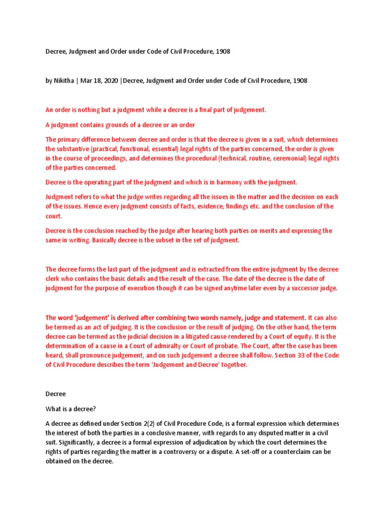 2.judgment, Decree and Order | PDF | Judgment (Law) | Decree
