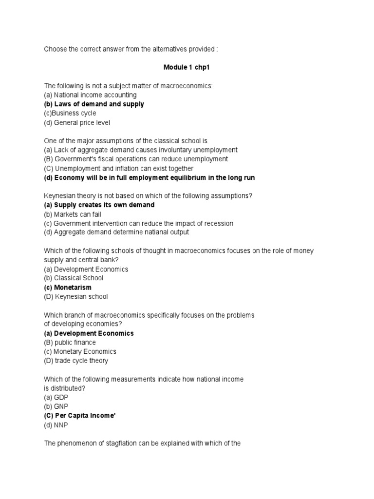 Business Economics MCQ | PDF | Macroeconomics | Inflation