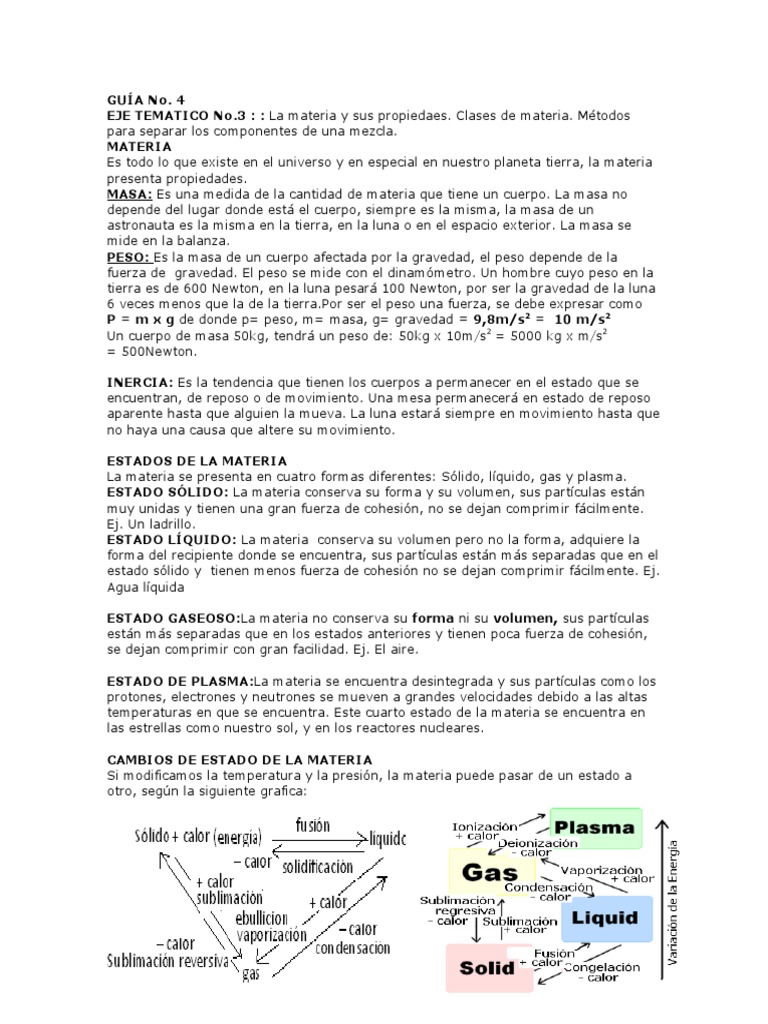 Guía de Quimica. La Materia P1 | PDF | Mezcla | Elementos químicos
