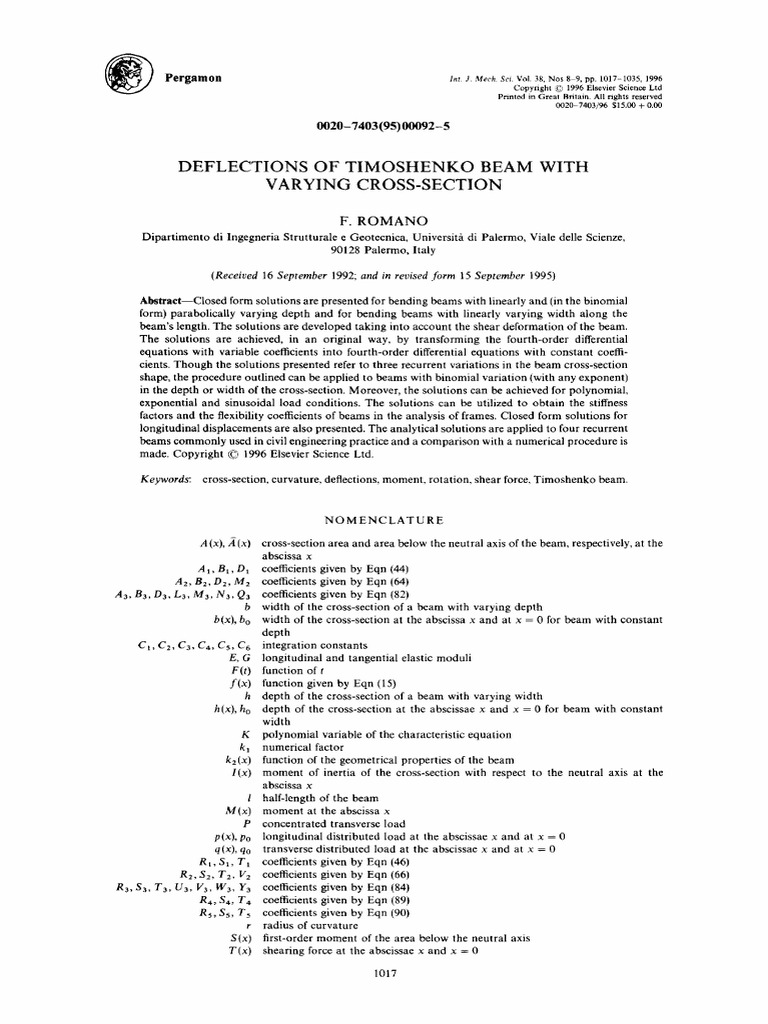 Deflections of Timoshenko Beam With Varying Cross-Section | PDF ...