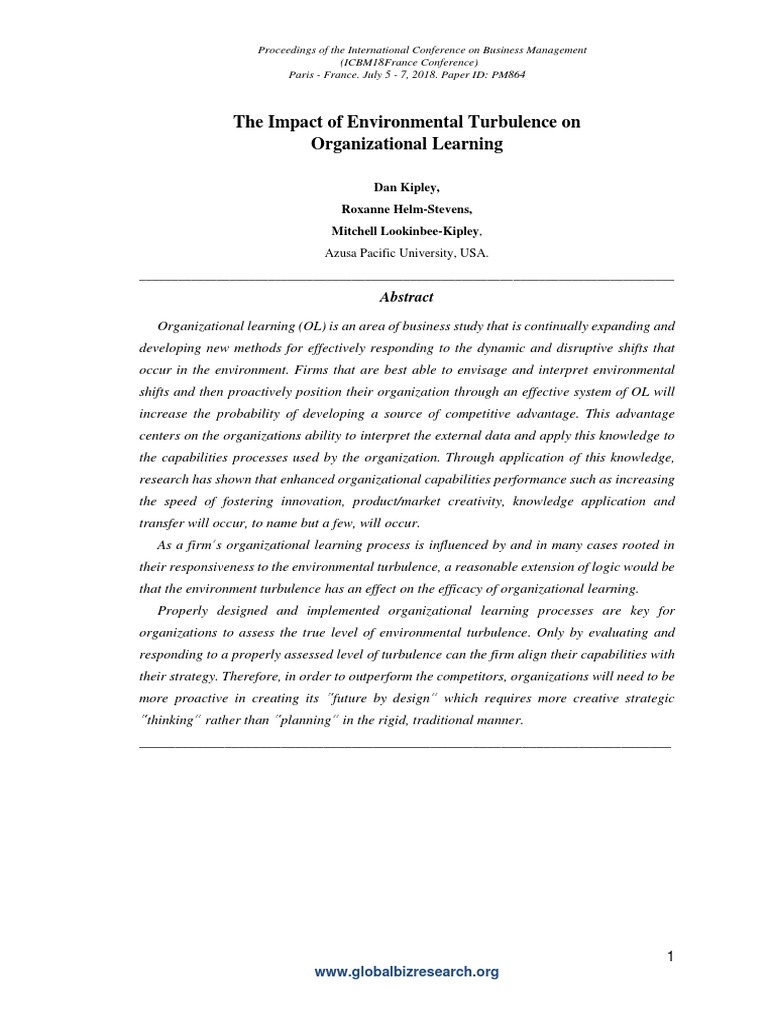 The Impact of Environmental Turbulence On Organizational Learning PDF ...